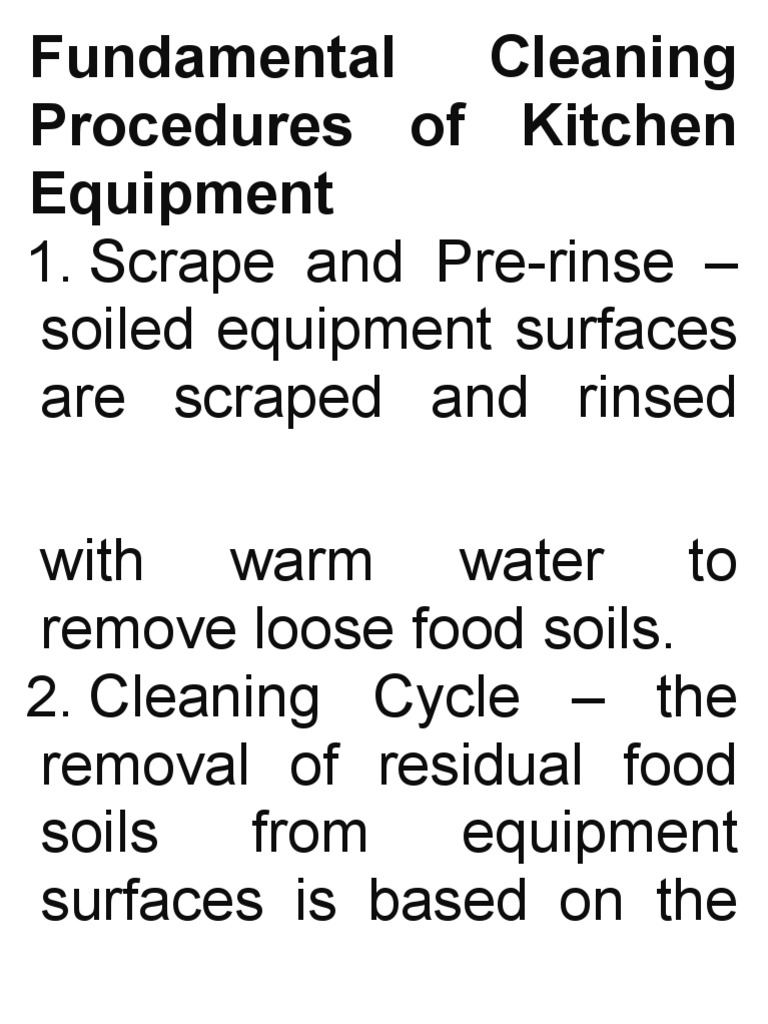 Fundamental Cleaning Procedures of Kitchen Equipment | PDF | Dishwasher ...