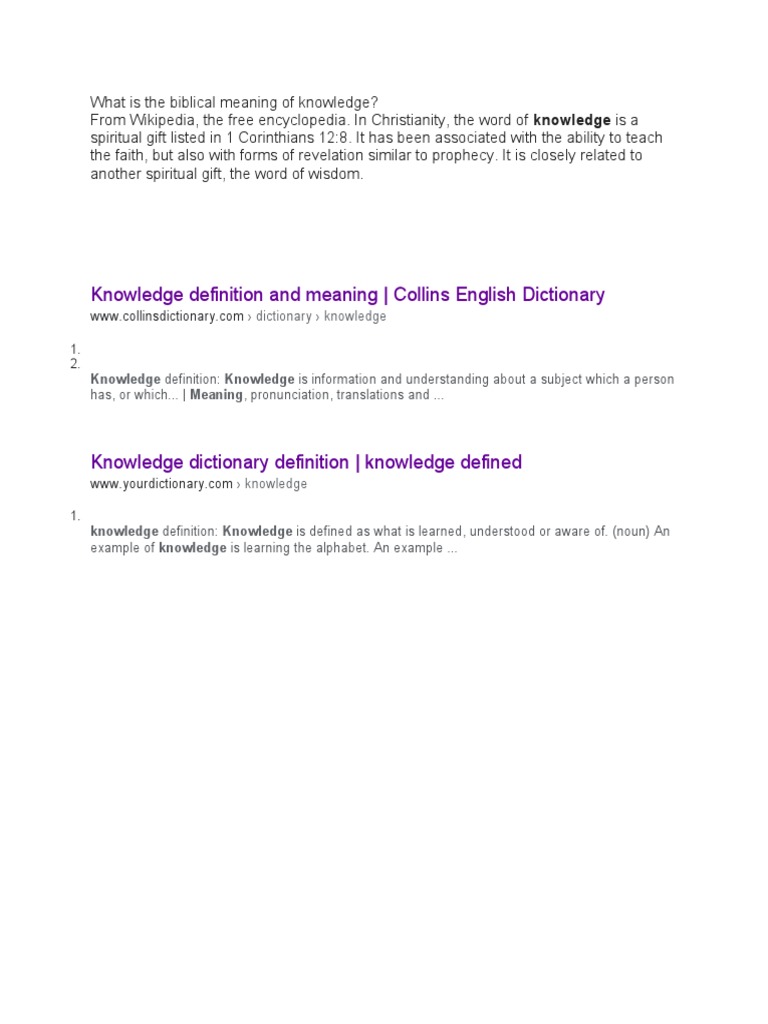 Biblical Meaning of Knowledge | PDF | Philosophy | Science & Mathematics
