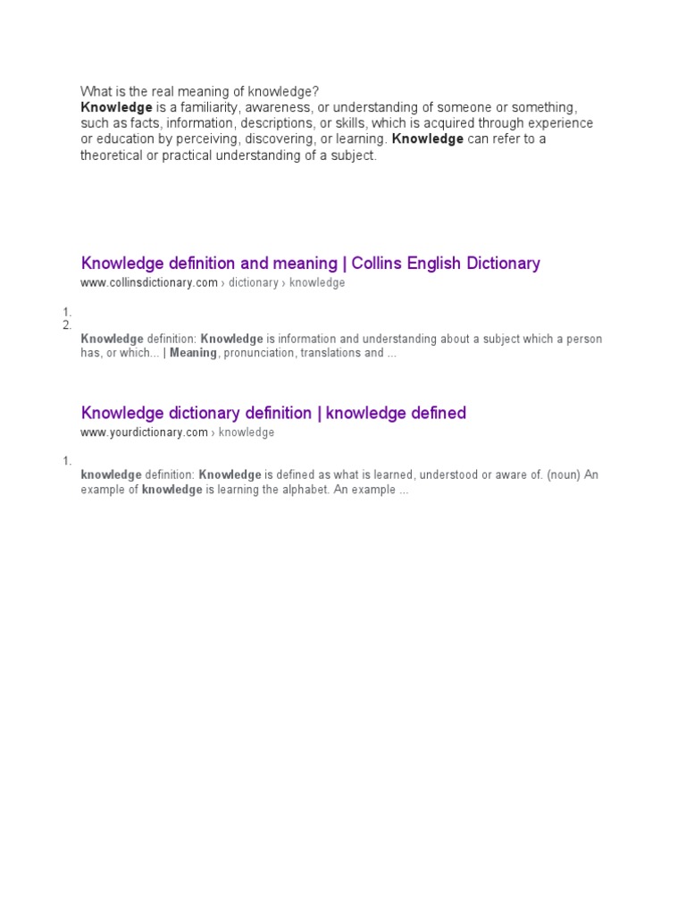 What Is The Real Meaning of Knowledge | PDF