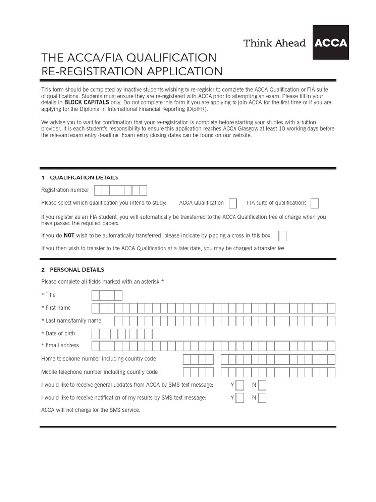 The Acca/Fia Qualification Re-Registration Application | PDF ...