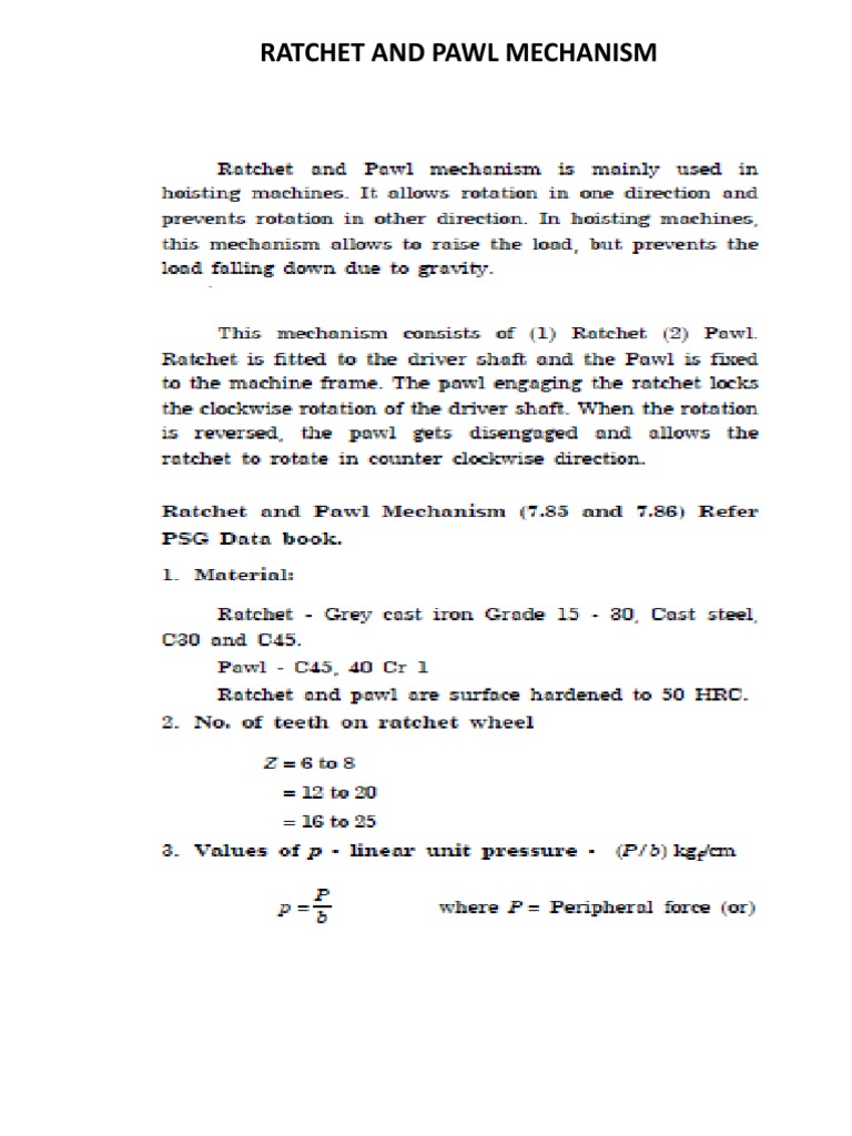 Ratchet and Pawl Mechanism Guide | PDF