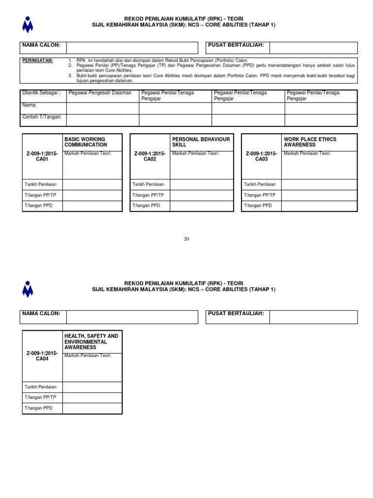Contoh RPK Teori SKM Tahap 1 | PDF