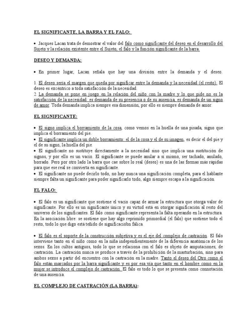 El significante, la barra y el falo: Lacan y el desarrollo del sujeto a ...