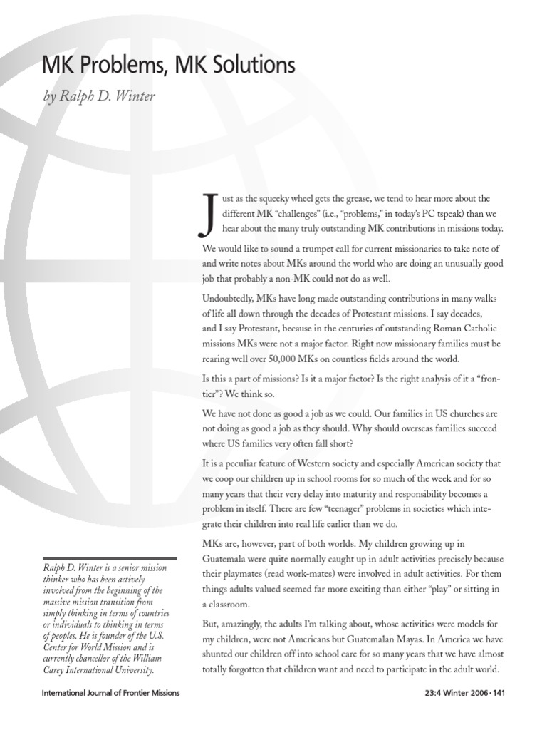 MK Problems, MK Solutions: by Ralph D. Winter | PDF