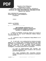 Reply Affidavit Sample | PDF | Criminal Justice | Crime & Violence