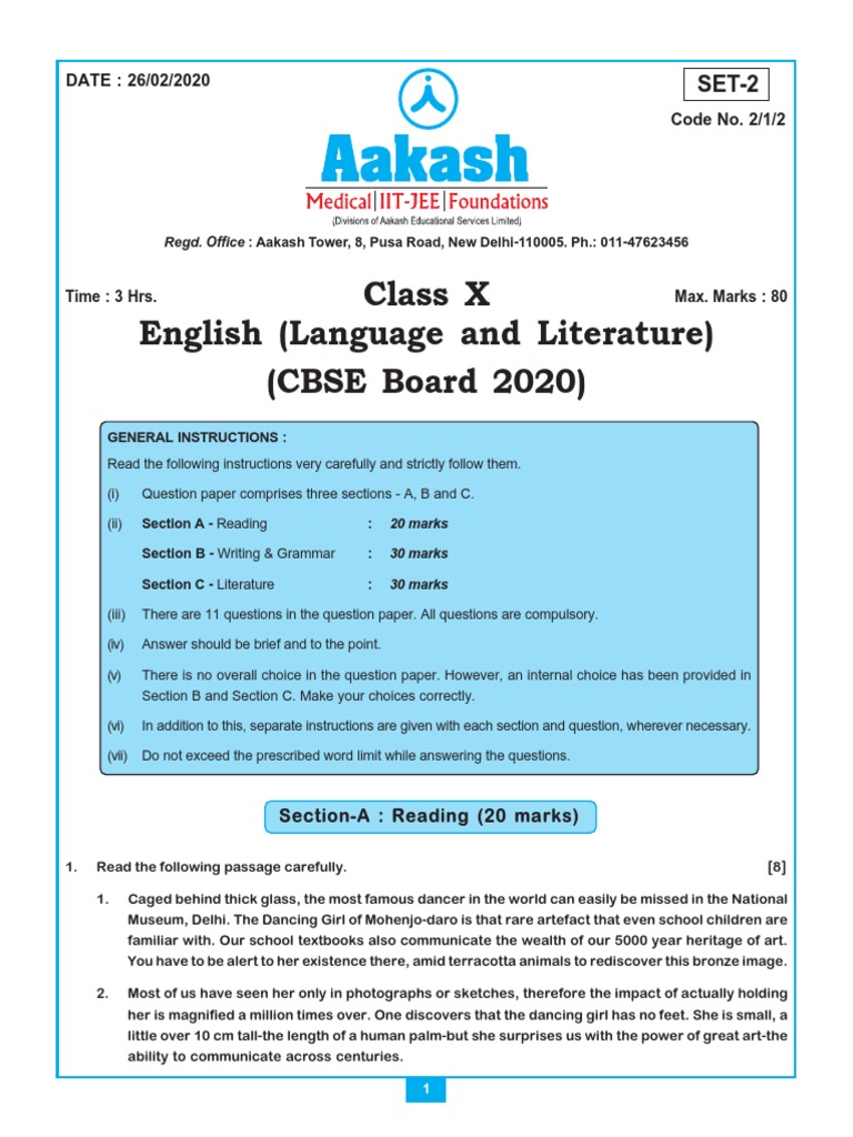 CBSE Board English - (Class-X) - Qs & Solutions | PDF | Yoga | Asana