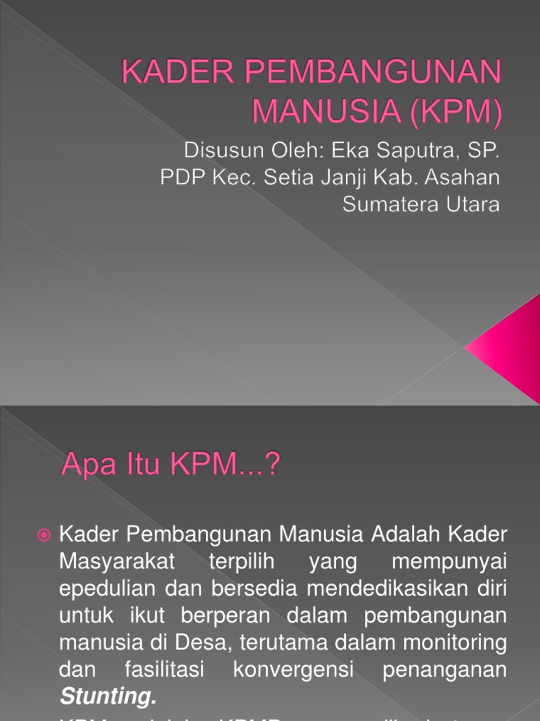 Peran Kader Pembangunan Manusia dalam Stunting | PDF