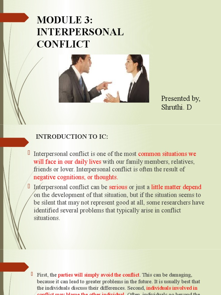 Interpersonal Conflict: Presented By, Shruthi. D | PDF | Conflict ...