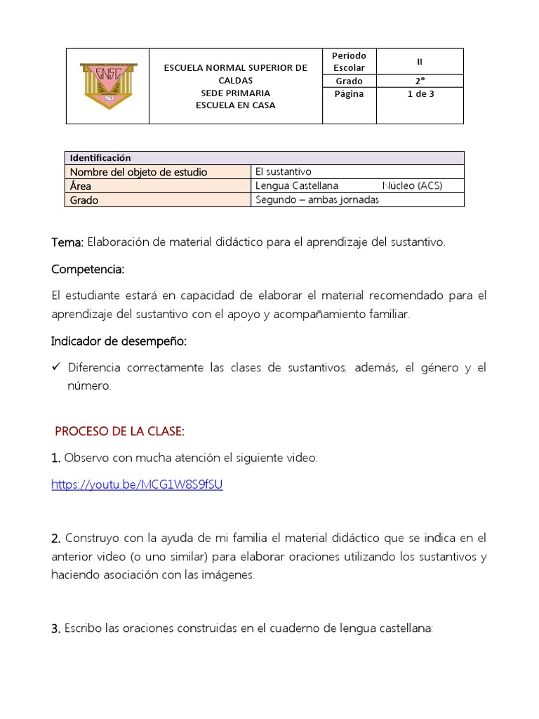 Aprendiendo Sustantivos en Casa | PDF