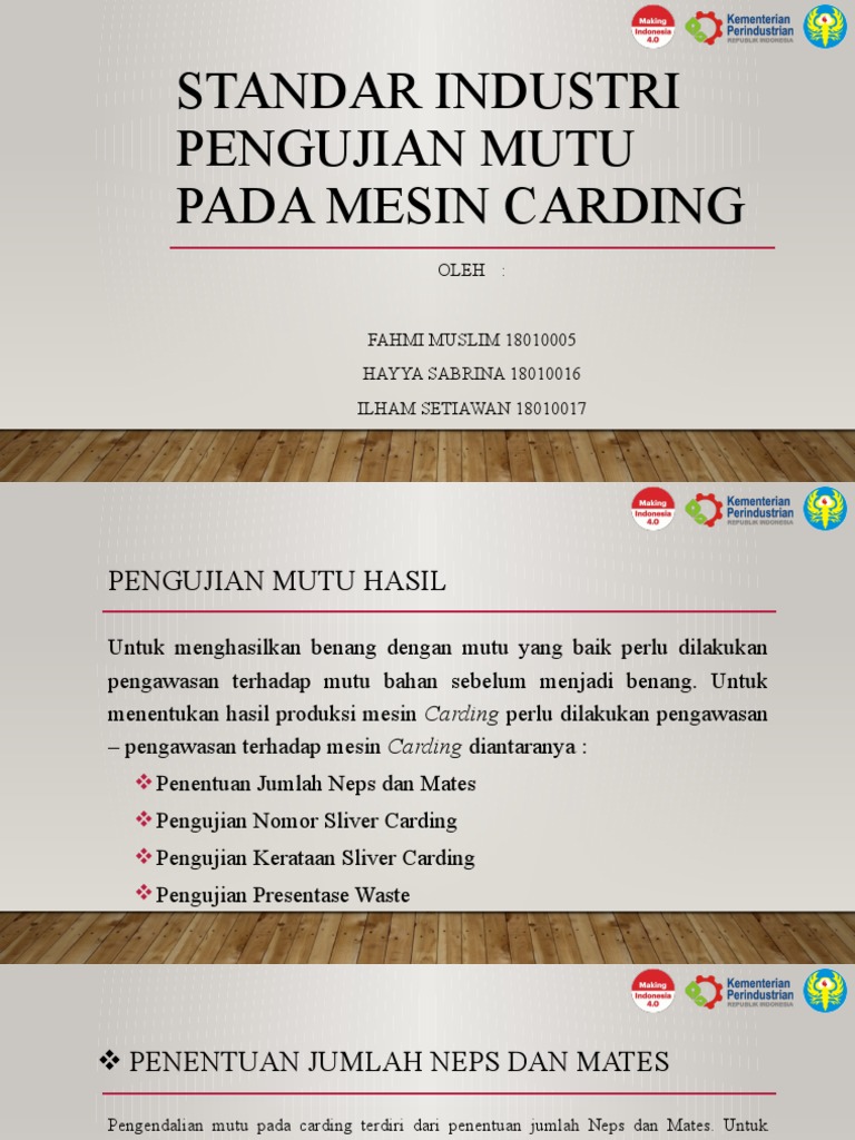 Pengujian Mutu Mesin Carding Tekstil | PDF | Griya & Taman | Teknologi ...