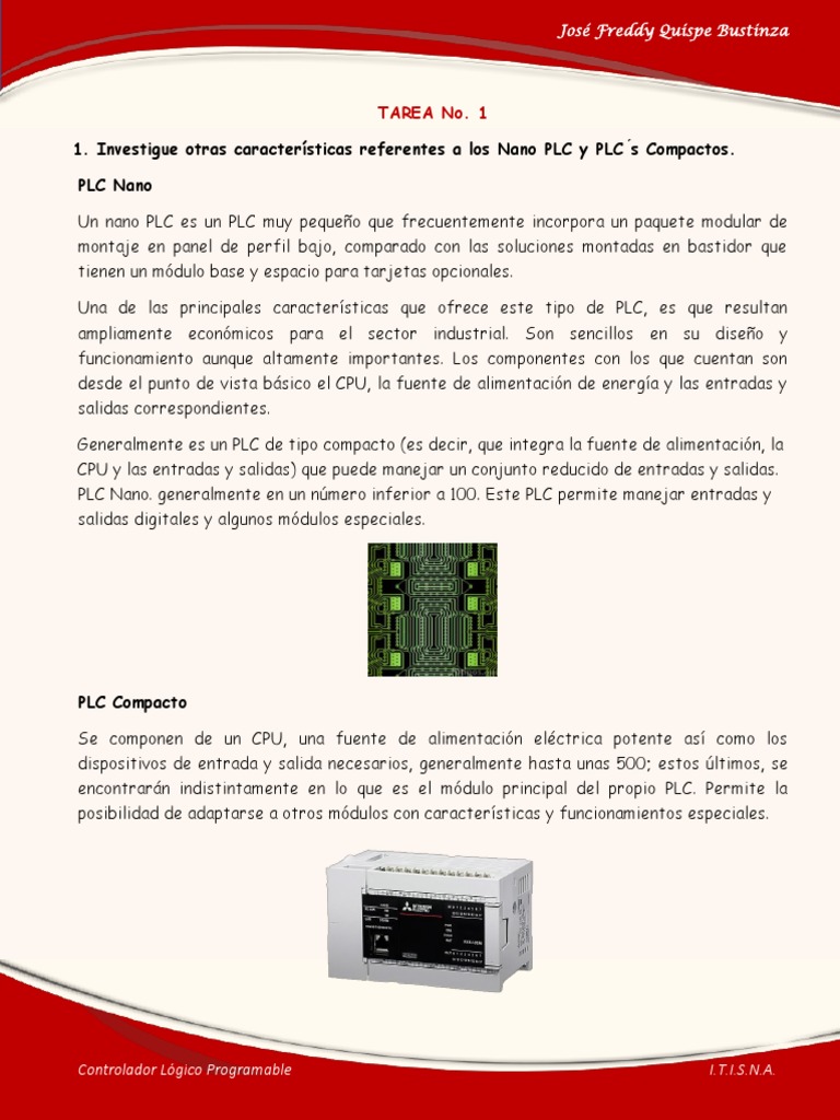 Caracteristicas de Un Nano PLC y PLC Compacto | PDF | Controlador ...