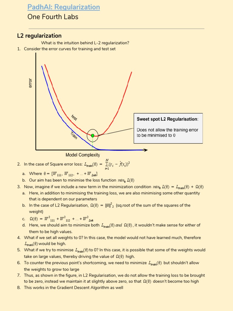 One Fourth Labs: L2 Regularization | Download Free PDF | Theoretical ...