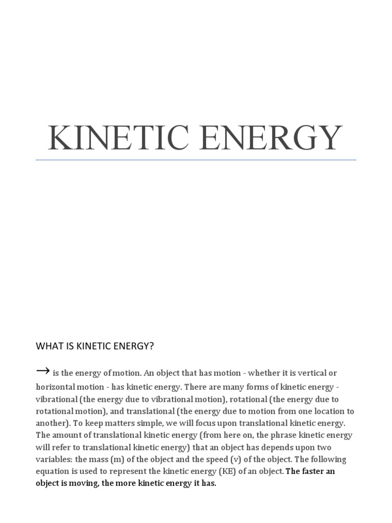 Kinetic Energy | PDF | Kinetic Energy | Potential Energy
