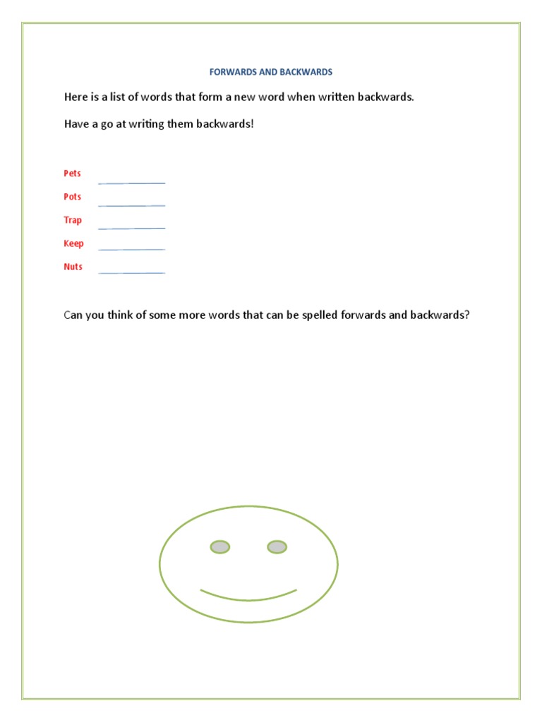 Here Is A List of Words That Form A New Word When Written Backwards ...