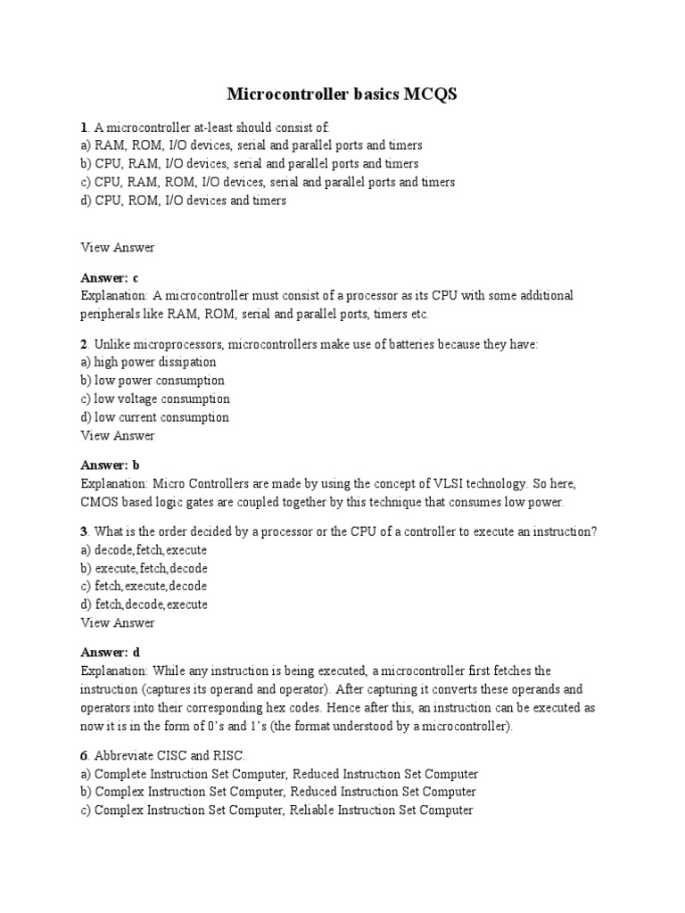 Micro MCQS | PDF | Central Processing Unit | Microcontroller