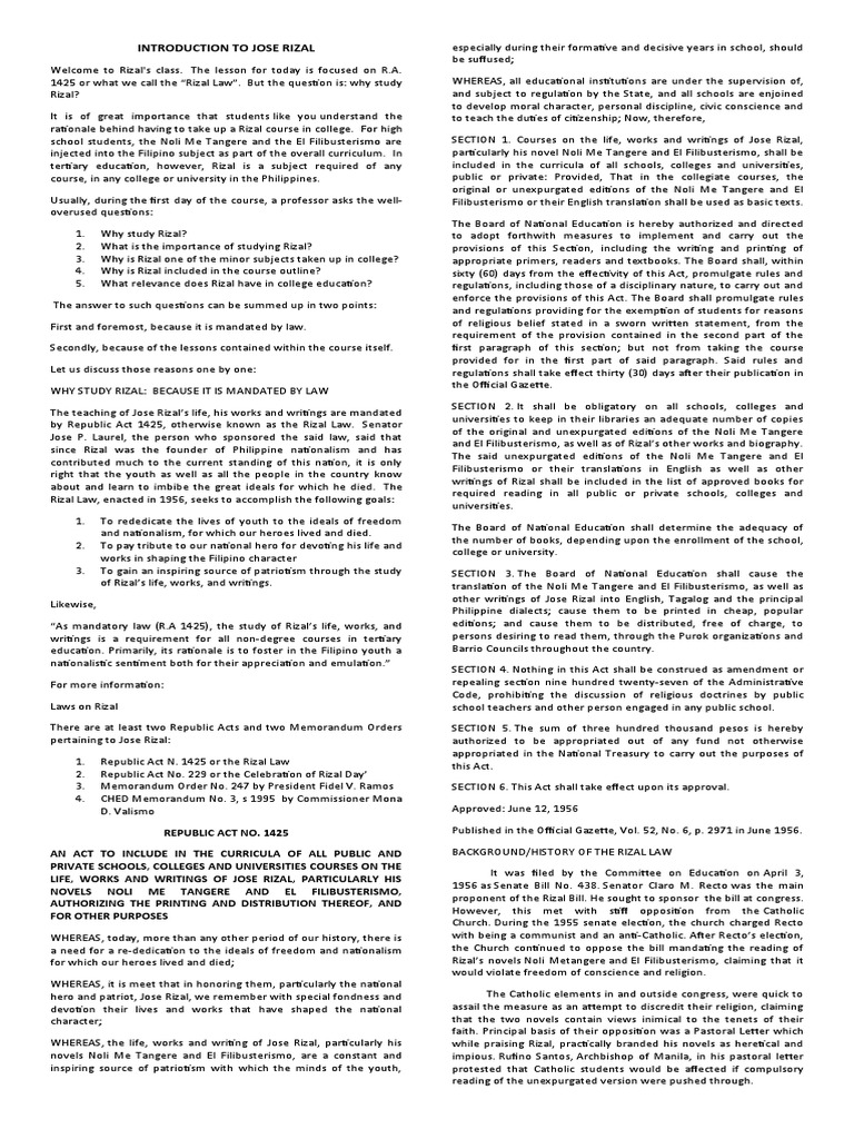 Introduction To Jose Rizal | PDF