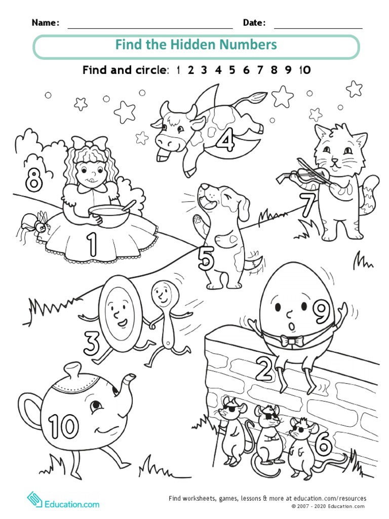 Find Nursery Rhyme Numbers | PDF | Games & Activities | Art