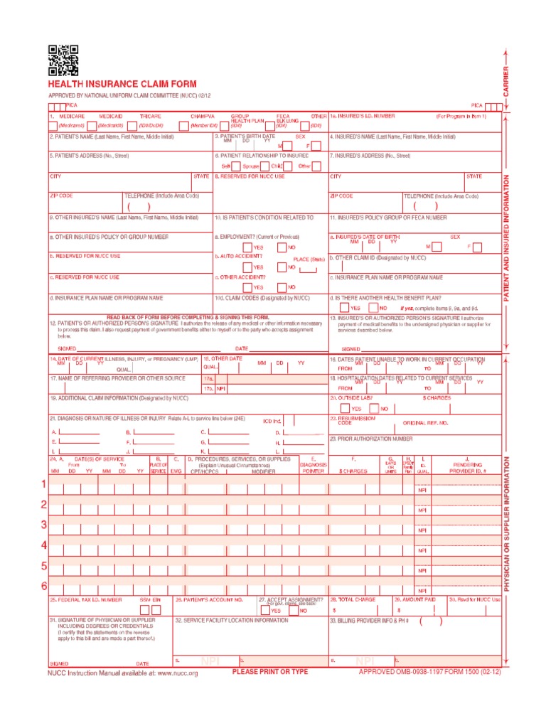 Please Print or Type: APPROVED OMB-0938-1197 FORM 1500 (02-12) | PDF