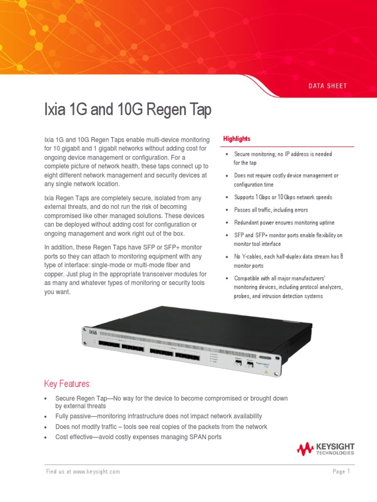 Ixia 1G and 10G Regen Tap: Key Features | PDF | Computer Network ...