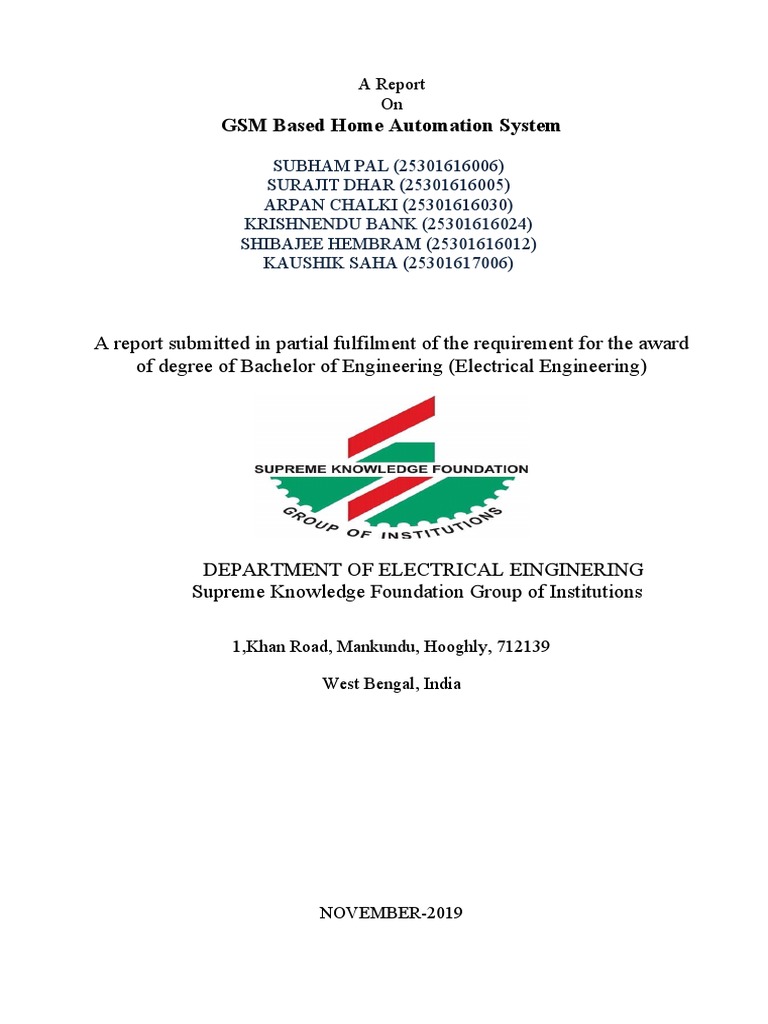 GSM Based Home Automation System | PDF | Technology & Engineering