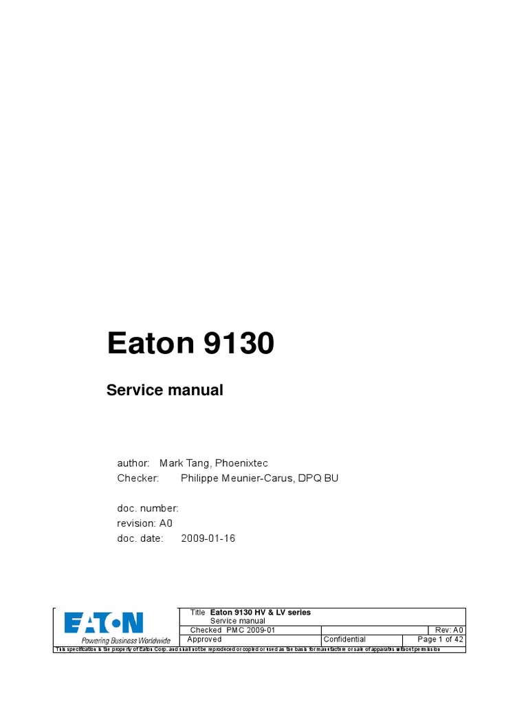 Eaton 9130: Service Manual | PDF | Power Inverter | Power Supply