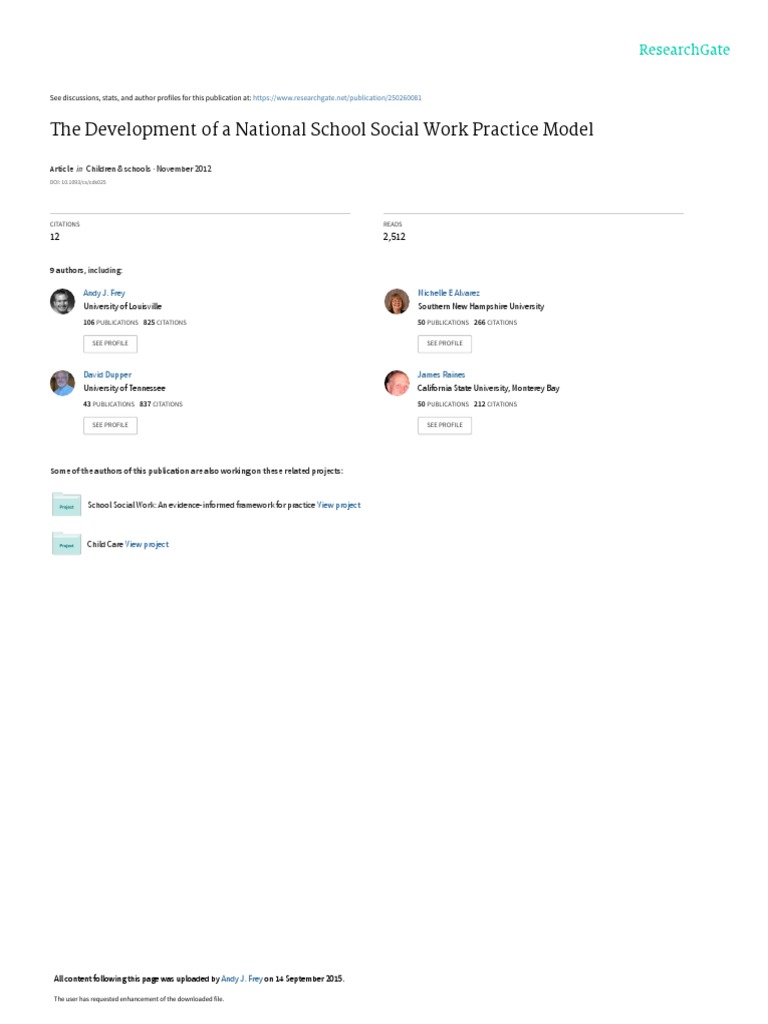 The Development of A National School Social Work Practice Model | PDF ...