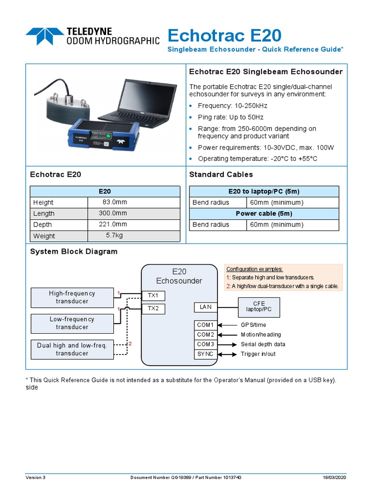 Echotrac E20 Singlebeam Echosounder | PDF | Laptop | Personal Computers