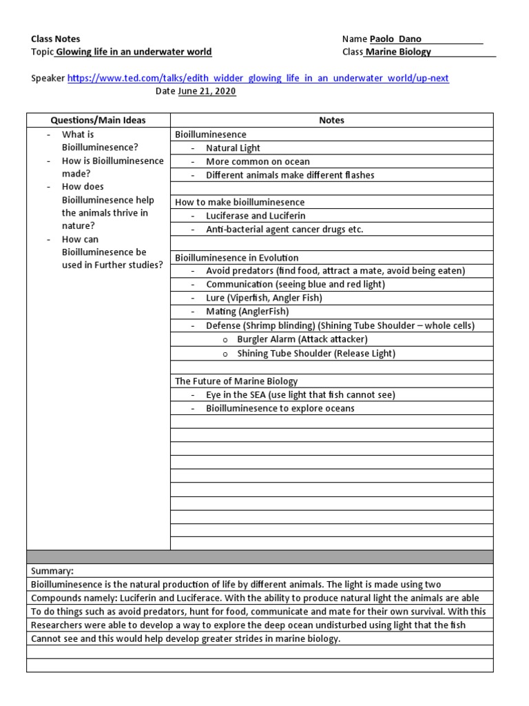 Marine Biology Notes 1 | PDF