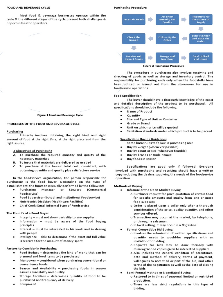 Food and Beverage Cycle | PDF | Butter | Foods