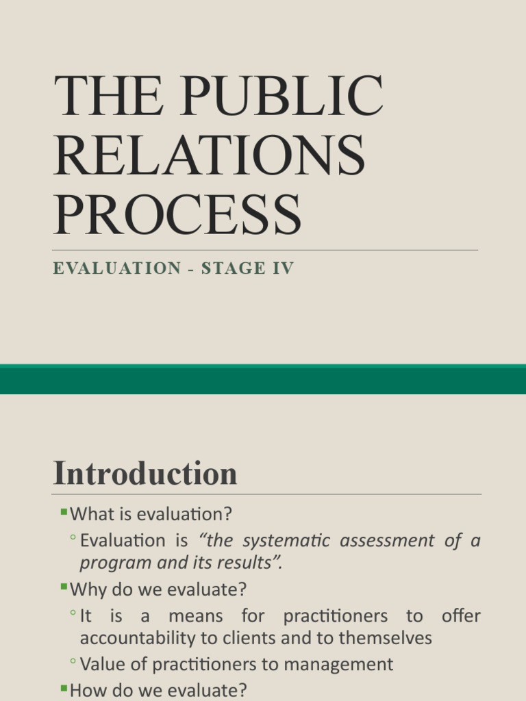 The Public Relations Process: Evaluation - Stage Iv | PDF | Mass Media ...