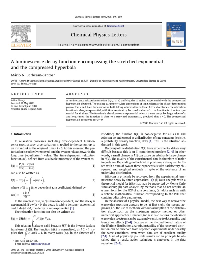 A Luminescence Decay Function Encompassing The Stretched Exponential ...