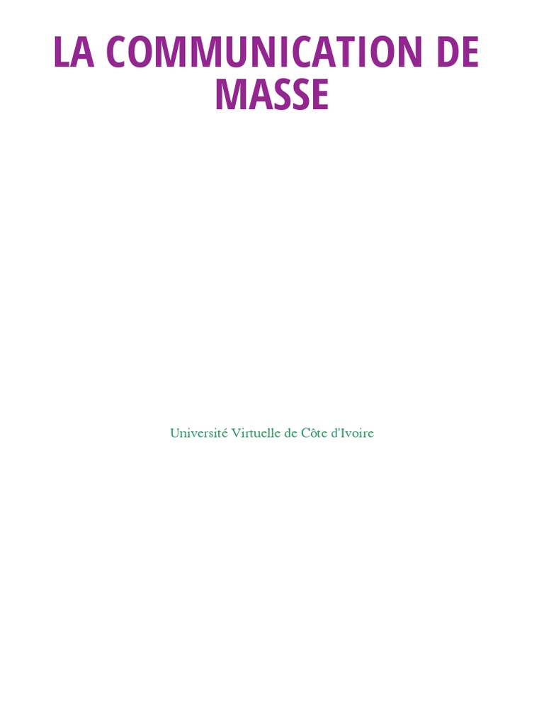 Définition et caractéristiques de la communication de masse | PDF | la ...