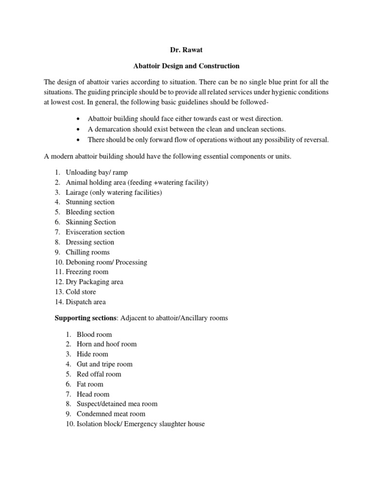 Abattoir Design and Construction PDF | PDF | Slaughterhouse | Meat