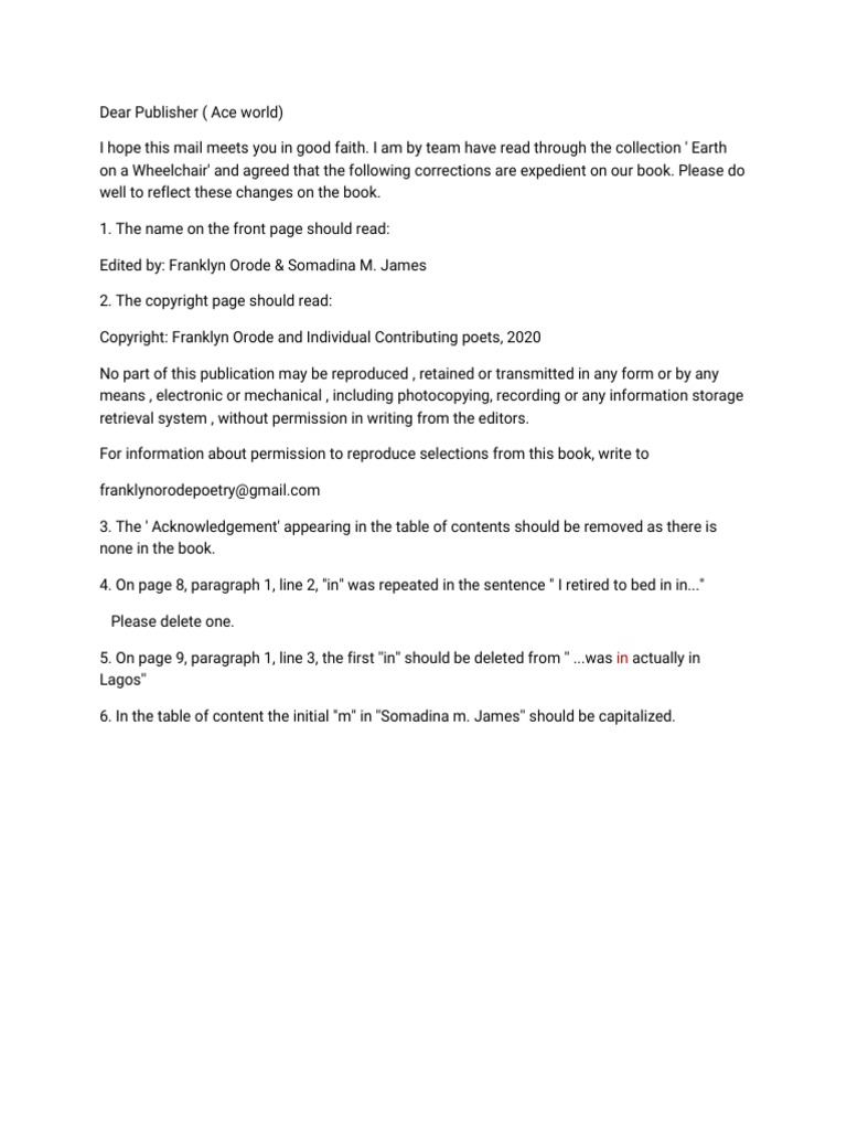 Anthology Snag List PDF | PDF
