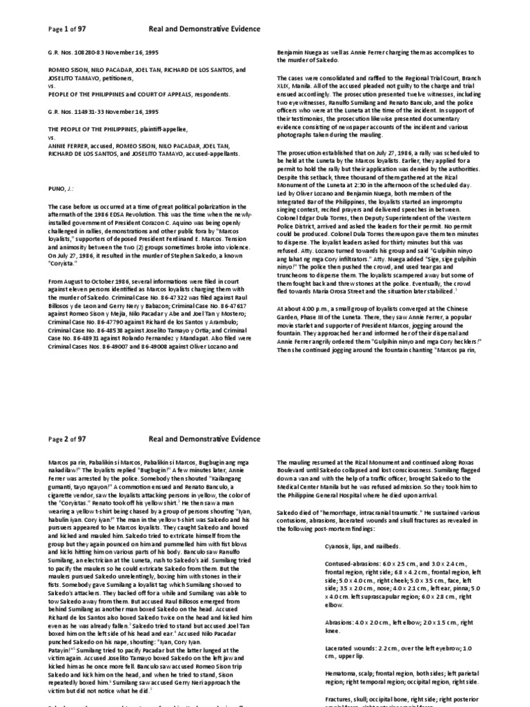 Real and Demonstrative Evidence Cases | PDF | Witness | Testimony