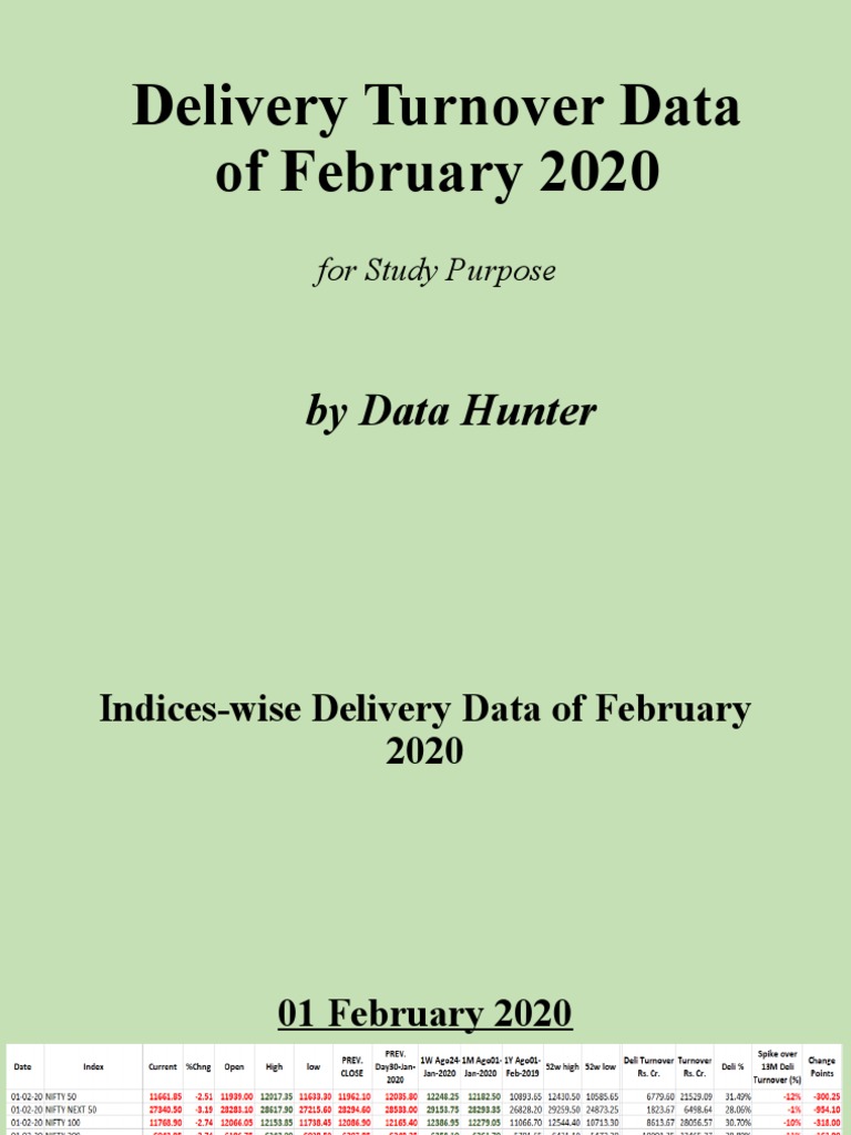 Delivery Turnover Data of February 2020 | PDF | Finance & Money Management