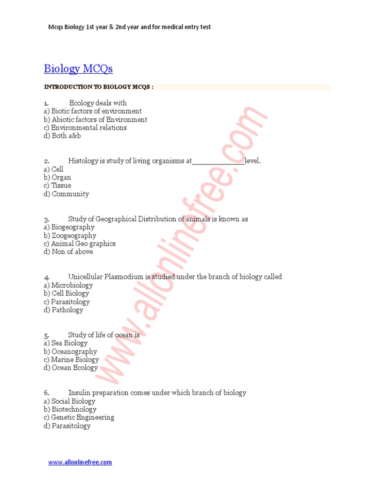 Biology Mcqs | PDF | Electron Transport Chain | Dominance (Genetics)