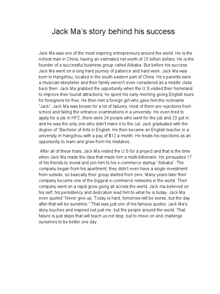 Jack Ma's Story Behind His Success | PDF | Social Science