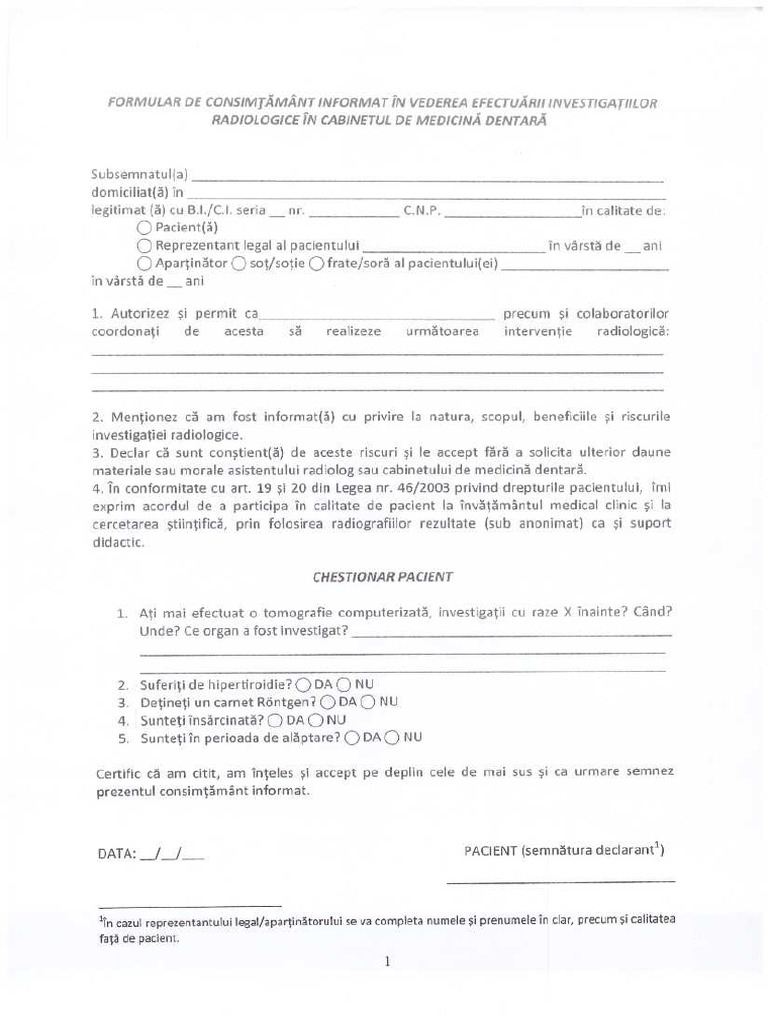 Consimtamant Radiologie (ILDI) PDF | PDF