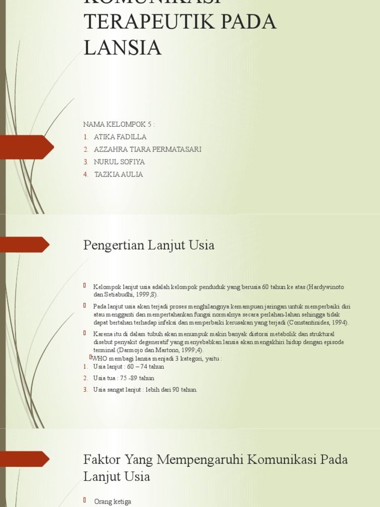 Komunikasi Terapeutik Pada Lansia | PDF