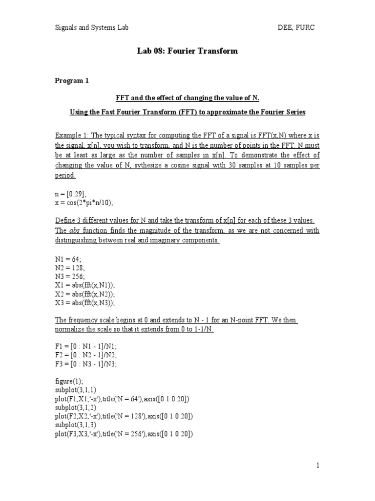 Lab 08: Fourier Transform | Download Free PDF | Fast Fourier Transform ...