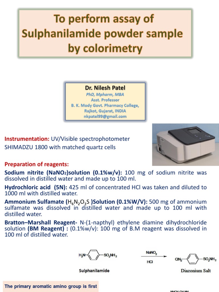 Practical Sulphonamides by Colorimetry | PDF | Mass Concentration ...