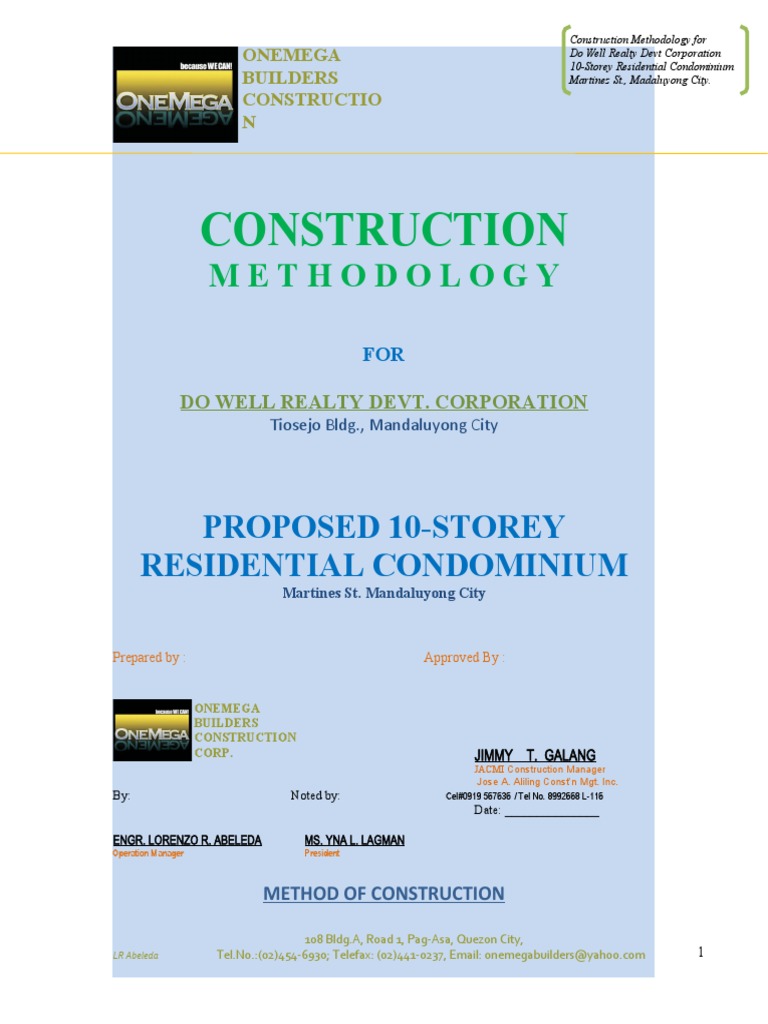 Construction Methodology for 10-Storey Condo | PDF | Concrete ...