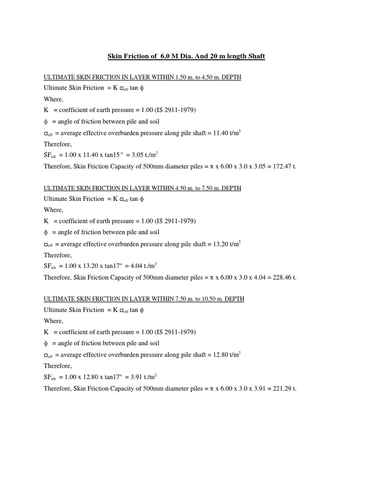 Skin Friction of 6 | PDF | Deep Foundation | Friction