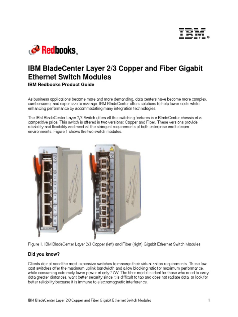 Ibm Bladecenter Layer 2/3 Copper and Fiber Gigabit Ethernet Switch ...