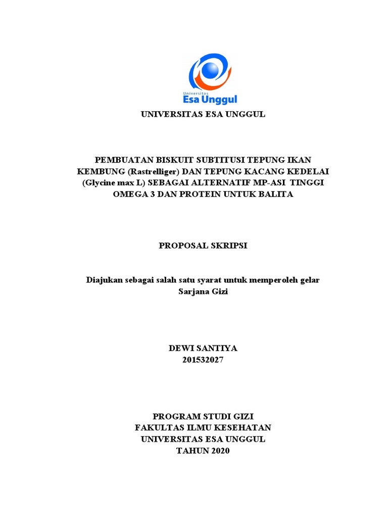 Proposal Skripsi. Ilmu Gizi, Universitas Esa Unggul 112 | PDF