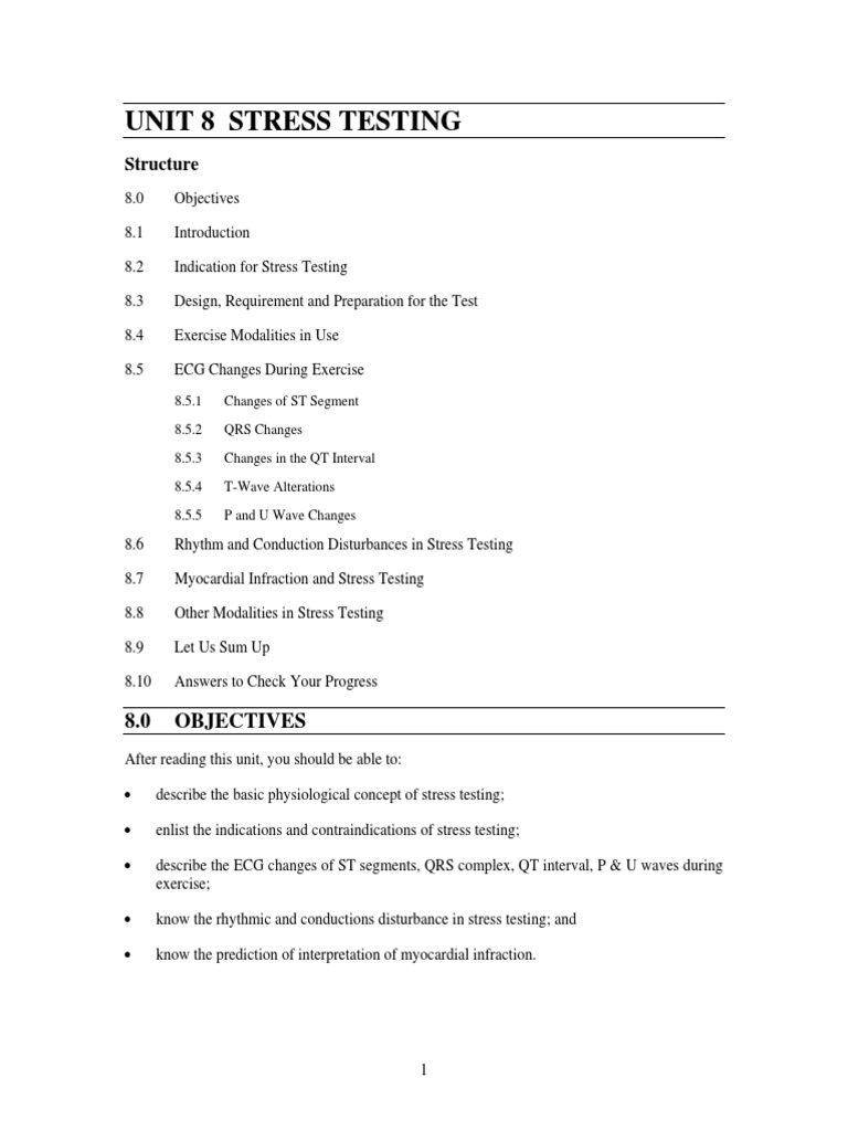 Unit 8 Stress Testing | PDF | Blood Pressure | Heart