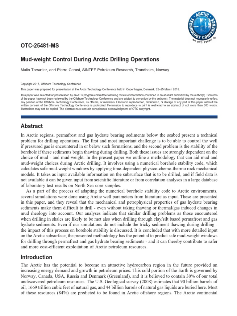 Mud-Weight Control During Arctic Drilling Operations | PDF | Oil Well ...