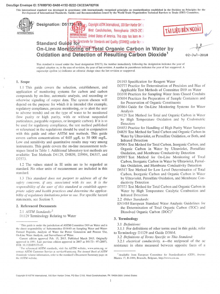 Total Organic Carbon Testing Methods | PDF