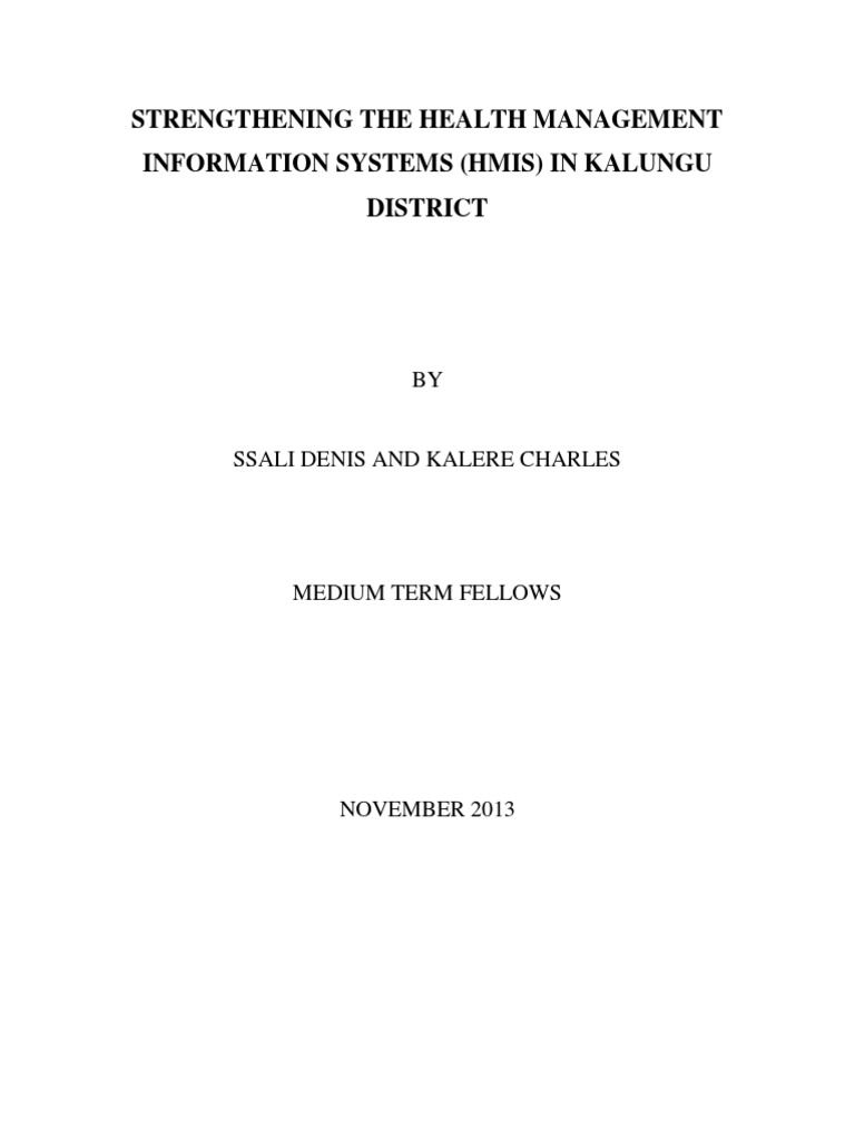 Strengthening Health Managengent Information System (HMIS) in Kalungu ...